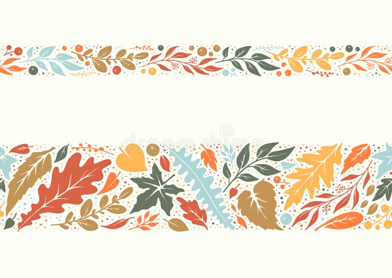 Seamless Autumn Hand-drawn Borders Stock Vector - Illustration of ...