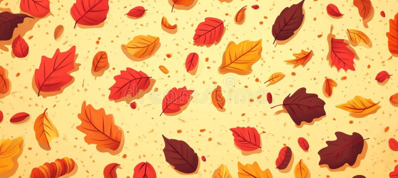 Seamless Autumn Leaves Pattern, Fall Foliage on Terracotta Background ...