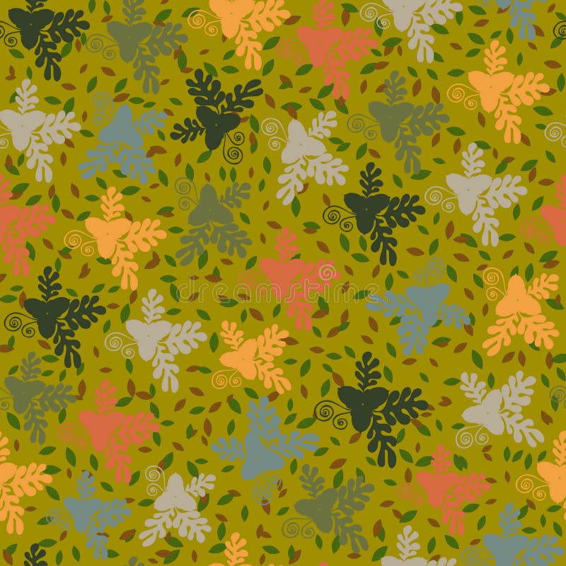 Seamless autumn oak color stock vector. Illustration of green - 59975357