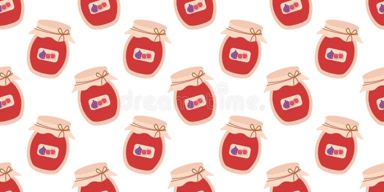 Seamless Autumn Pattern Featuring Jar of Jam in Flat Style. Fall Cozy ...