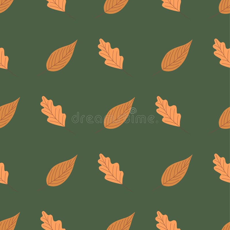 Seamless Autumn Pattern. Leaves on a Green Background Stock Vector ...