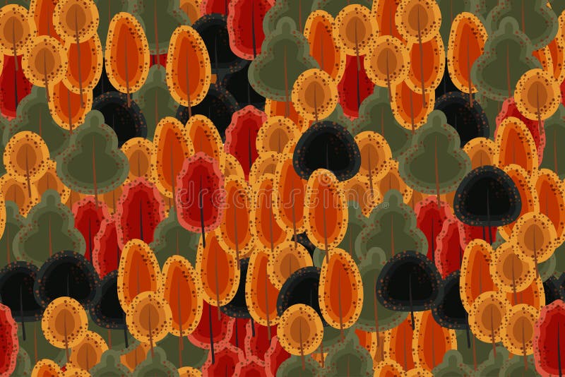 Seamless Autumn Pattern of Multi-colored Trees Stock Vector ...