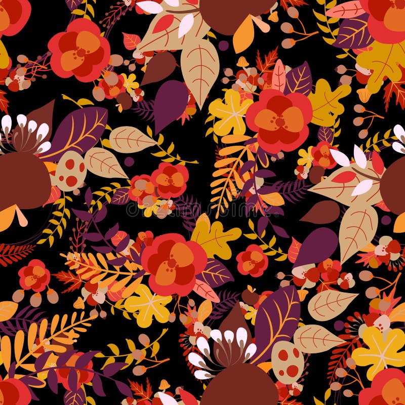 Seamless autumn pattern stock vector. Illustration of november - 98181926