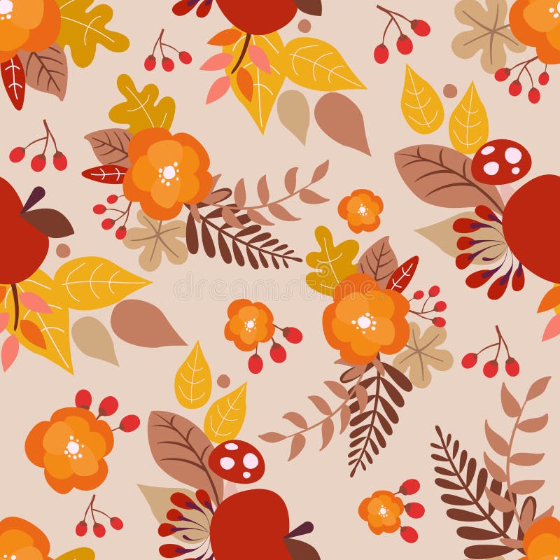 Seamless autumn pattern stock vector. Illustration of color - 98182140