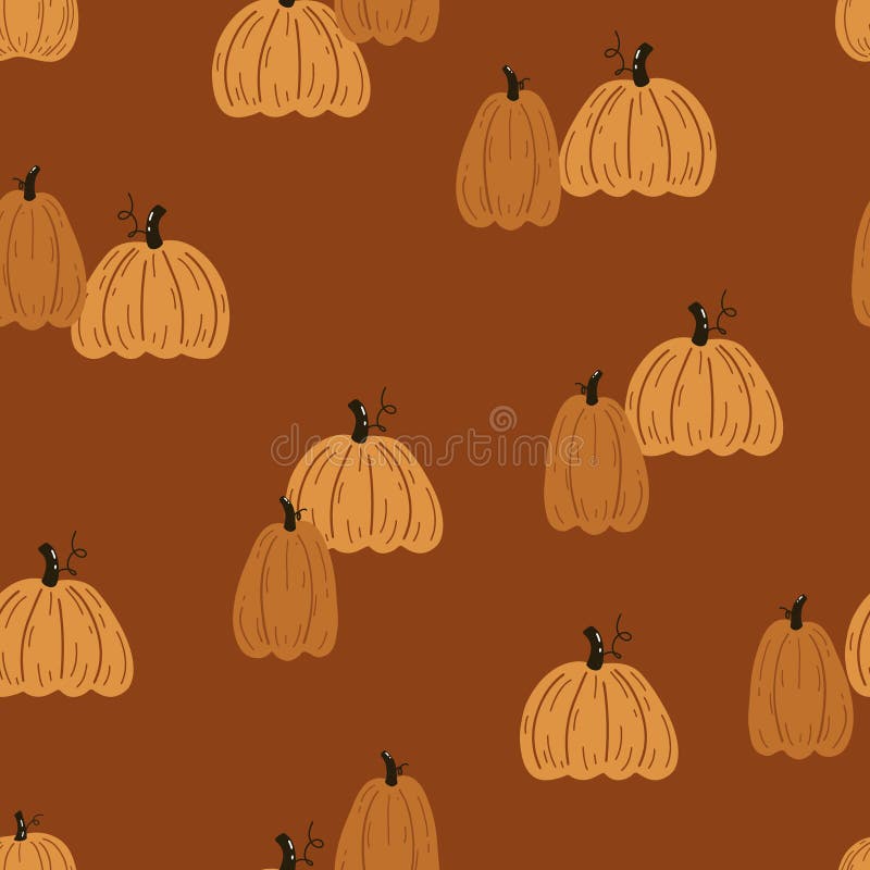 Seamless Fall Pattern with Pumpkins and Leaves on White Background ...