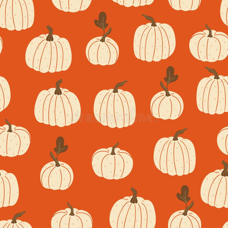 Seamless Autumn Pattern with Pumpkins in Orange Colors. Vector Graphics Stock Vector ...