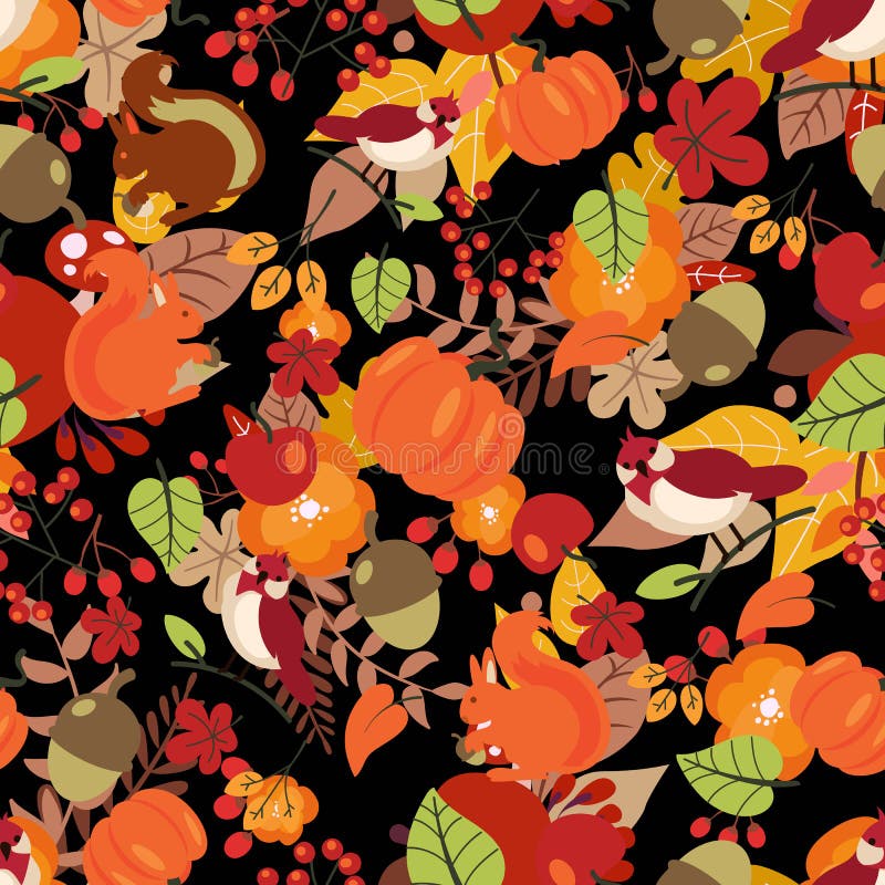 Seamless autumn pattern stock vector. Illustration of leaf - 98186121