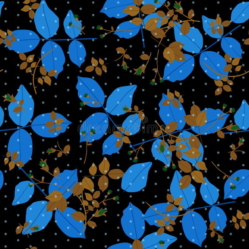 Seamless Autumn Stylized Leaves and Polka Dot Pattern Stock Vector ...