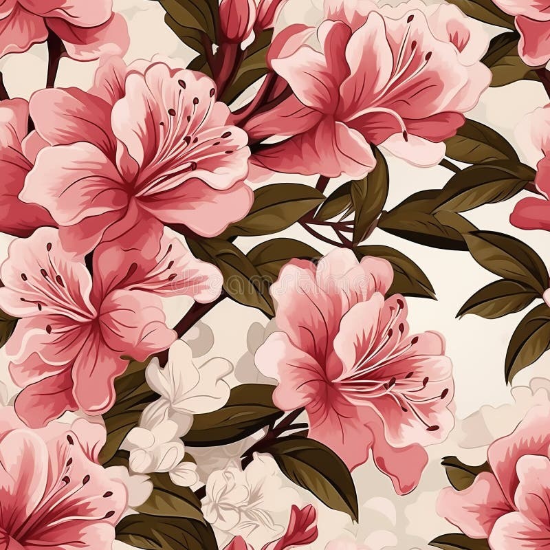 Seamless Azalea Vector Pattern for Stunning Designs Stock Illustration ...