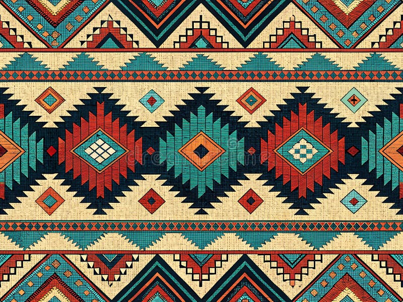 Seamless Aztec Pattern with Bold Geometric Shapes Stock Illustration ...
