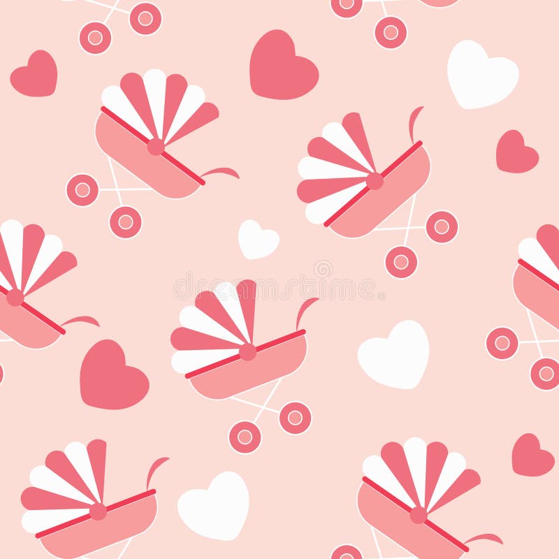 Seamless Baby Carriages Pattern. Vector Background Stock Vector ...