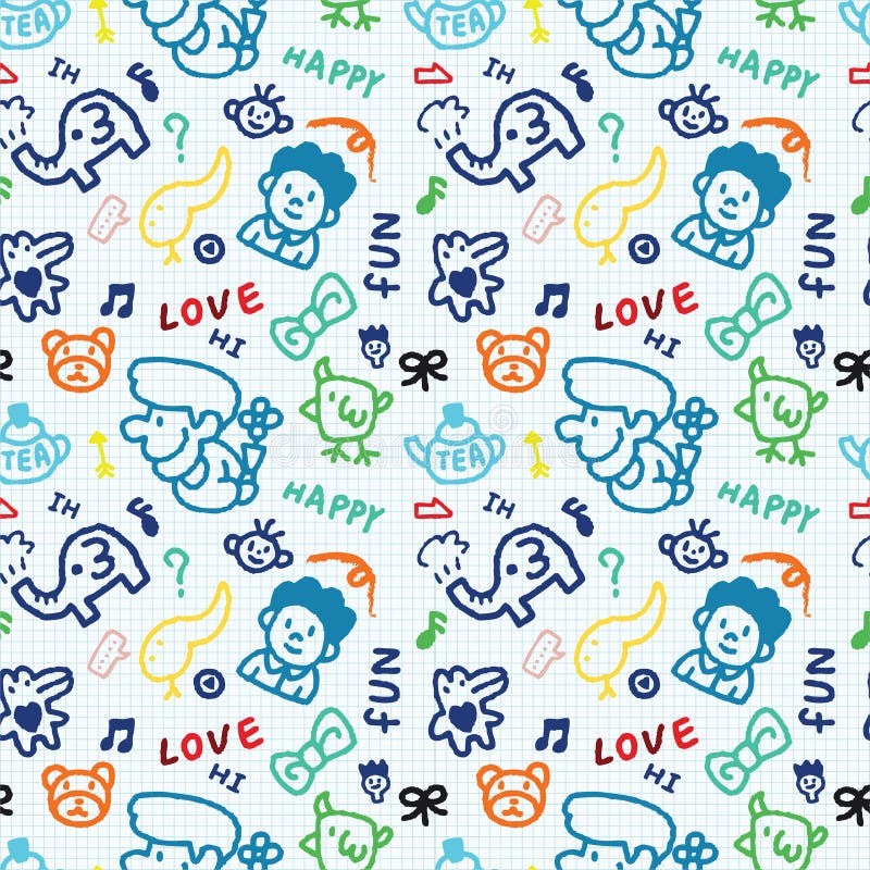 Seamless baby draw pattern stock vector. Illustration of animal - 16361097