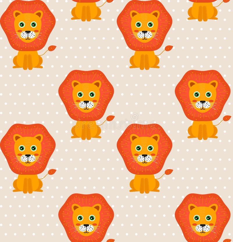 Seamless Baby Pattern with Lions and Dots. Background for Kids Stock ...