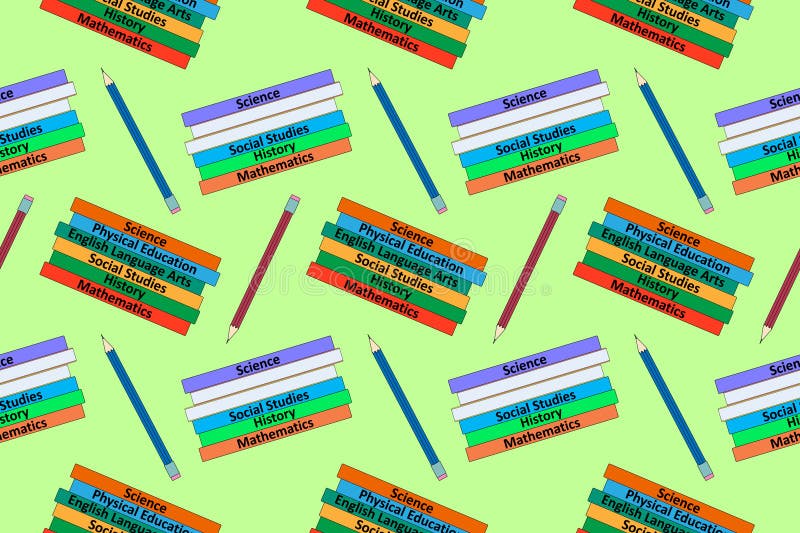 Seamless Back To School Books and Pencils Pattern Stock Illustration ...