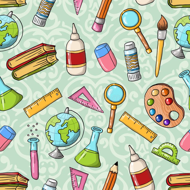 Seamless Back To School Pattern Stock Vector - Illustration of hand ...