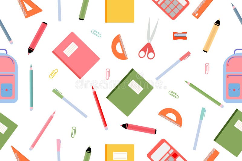 Seamless Back To School Pattern. High School and College Subjects ...