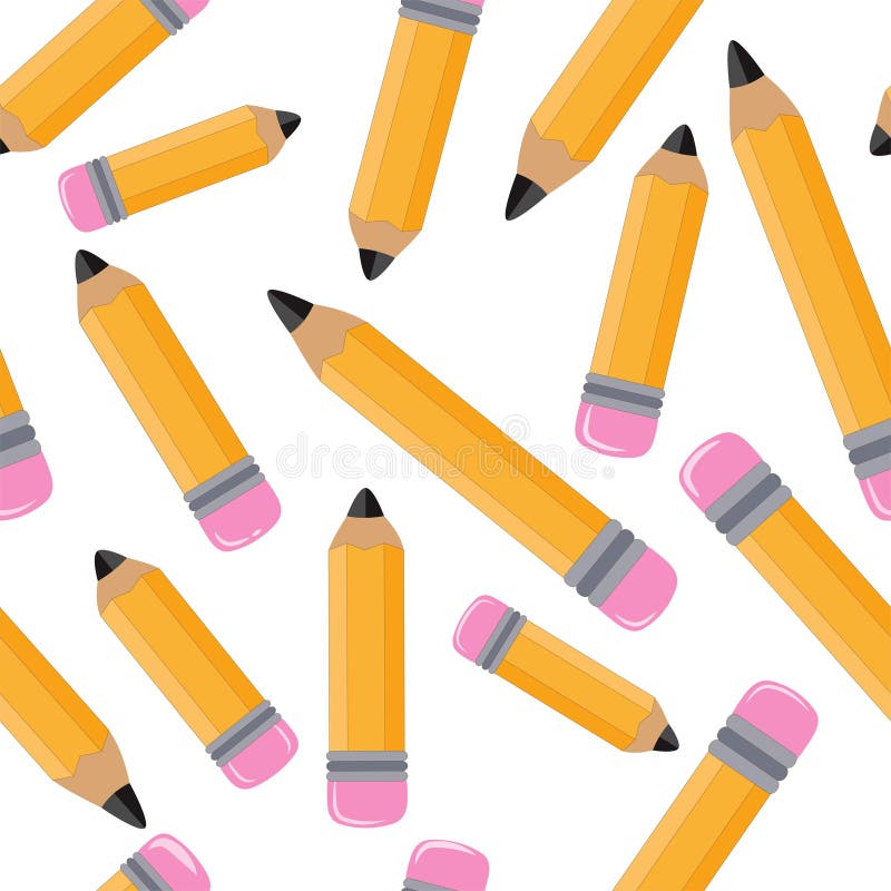 Seamless Back To School Yellow Pencil Pattern Flat Style Vector ...