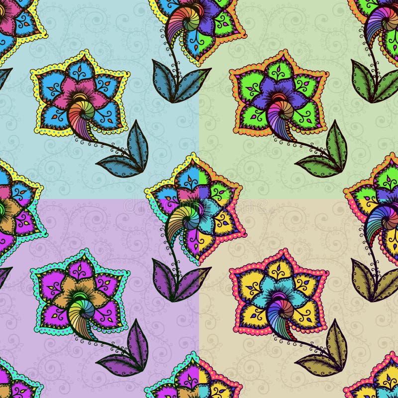 Seamless Background with Abstract Colorful Floral Stock Vector ...