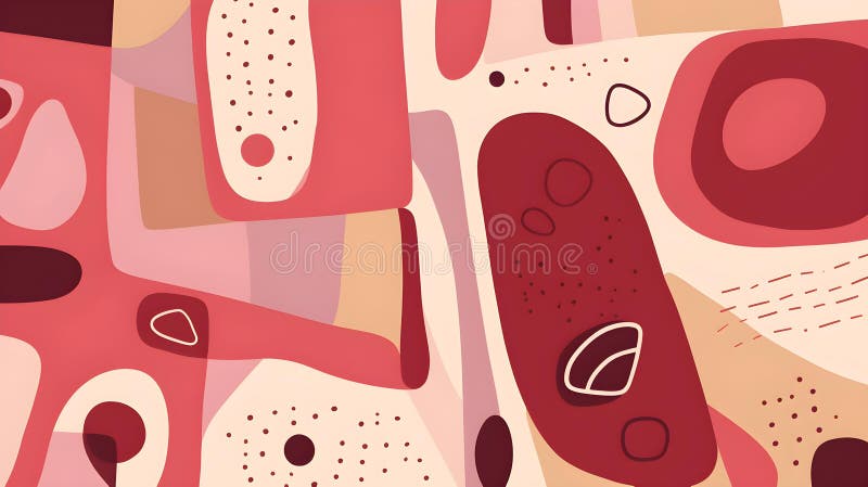 Seamless Background of Abstract Shapes and Textures in Ruby Tones ...
