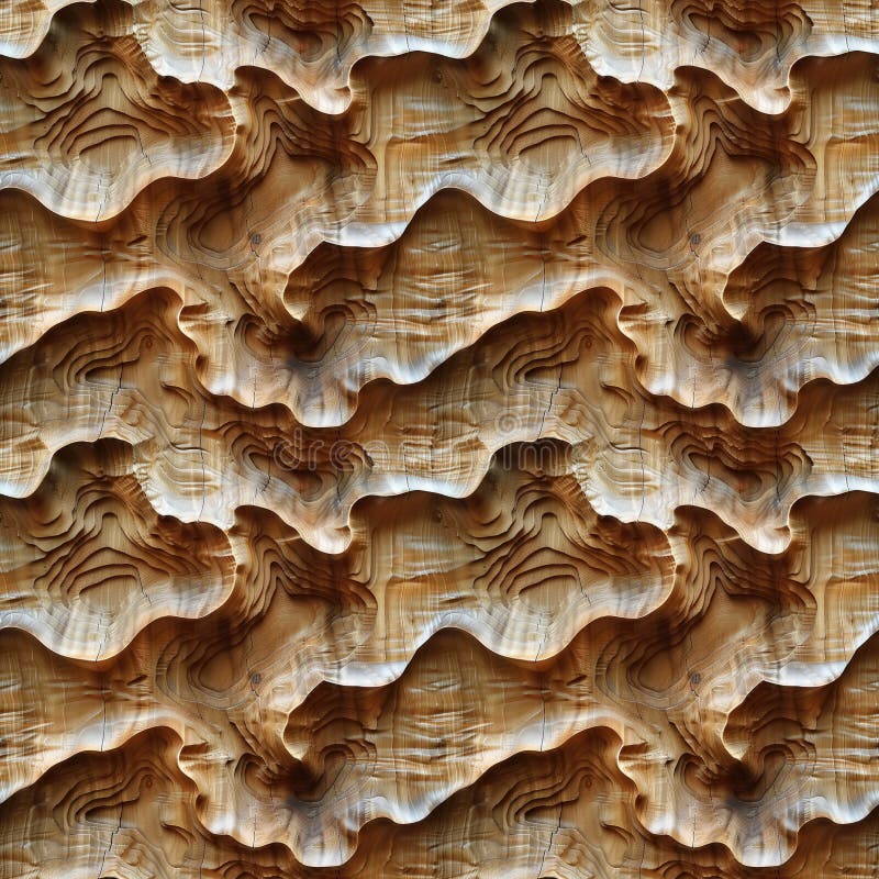 Seamless Background, Abstract Wave Pattern Carved on a Wooden Surface ...