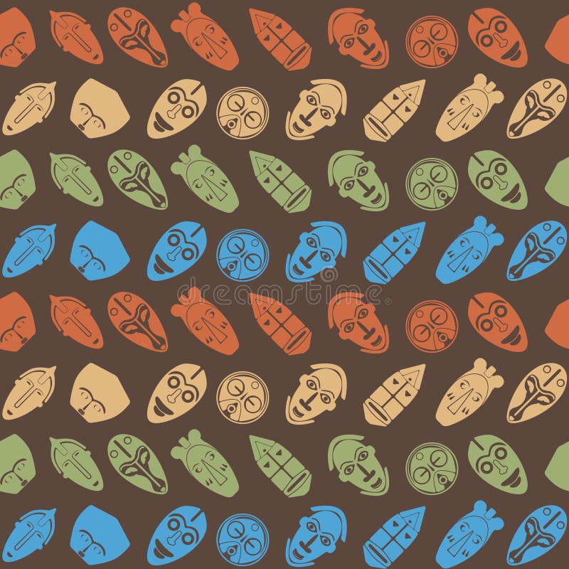 Seamless Background with African Ritual Masks Stock Vector ...