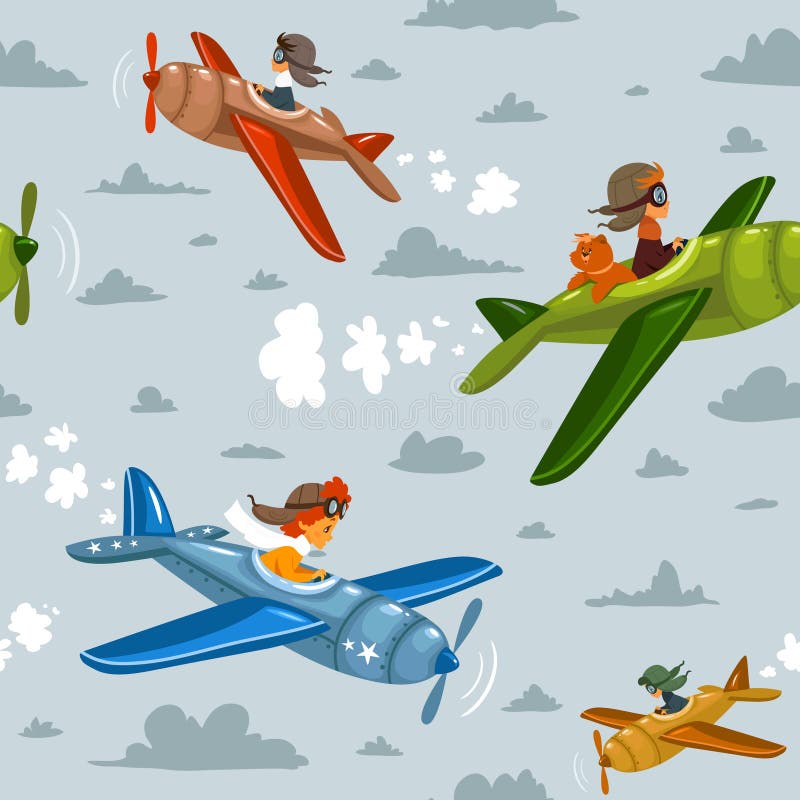 Seamless Background Airplan Stock Vector - Illustration of funny, dream ...