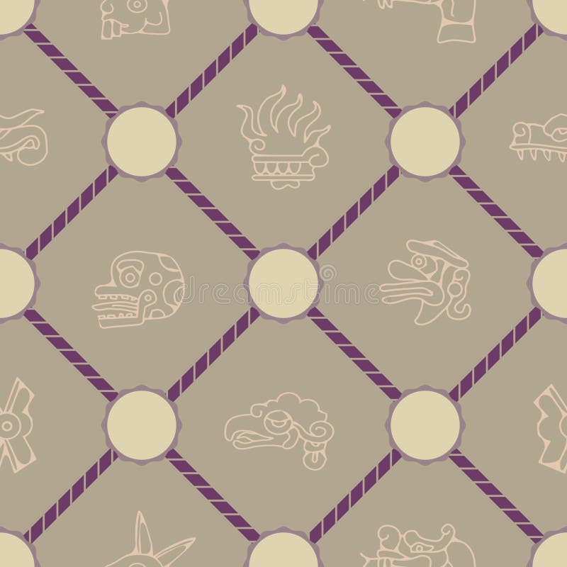 Seamless Background with Aztec Calendar Day Glyphs Stock Vector ...