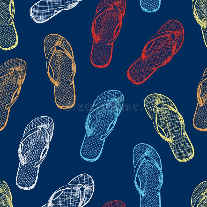 Seamless Background of Beach Slippers Stock Vector - Illustration of ...