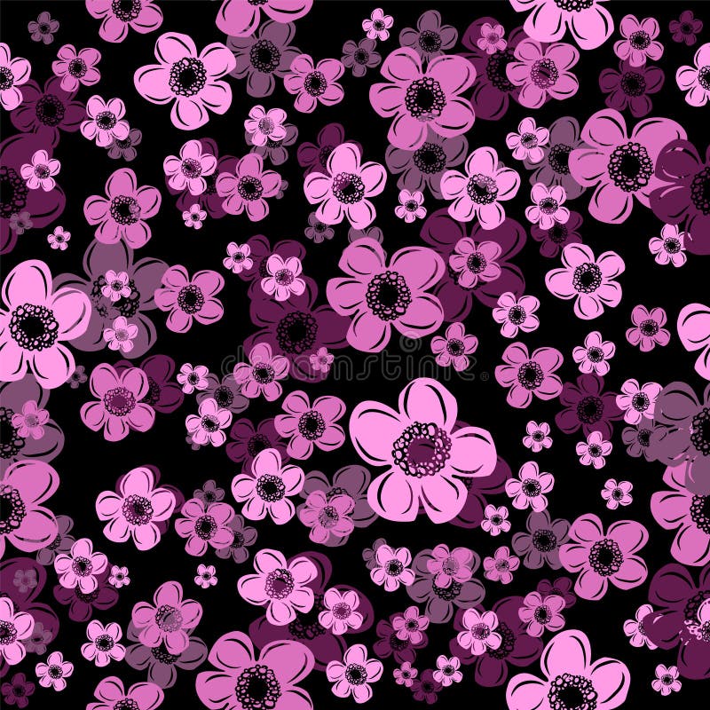 The Seamless Background is Beautiful Graphic Pink Flowers. Vector Stock ...