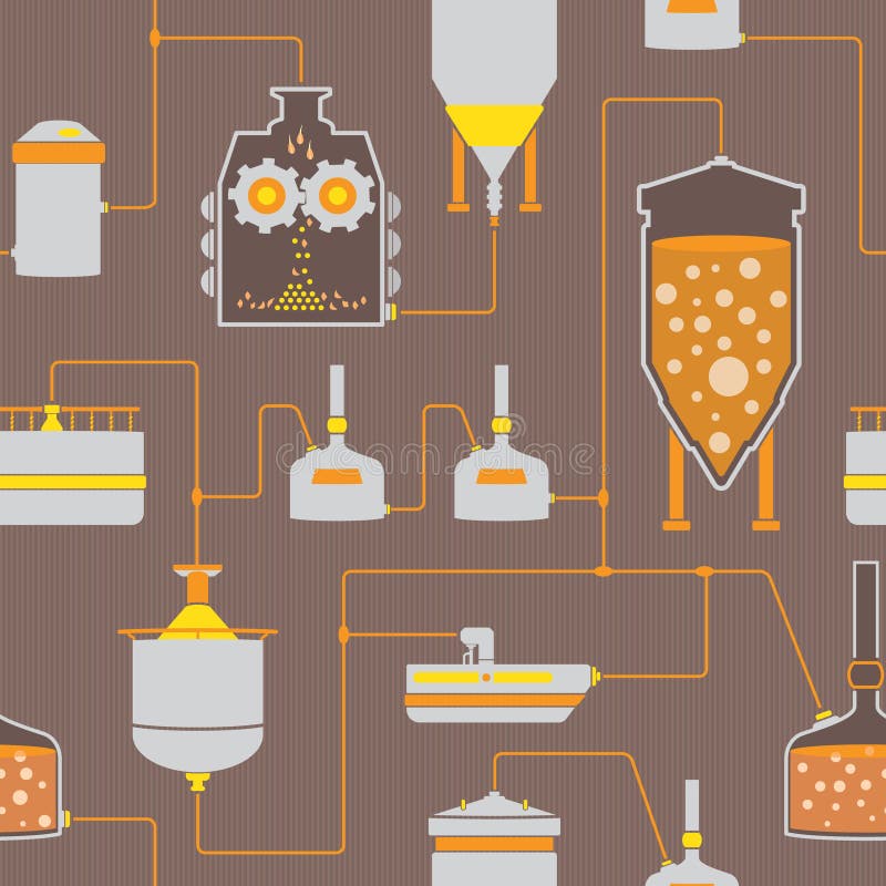 Beer Brewing Process, Brewery Factory Production Stock Vector ...