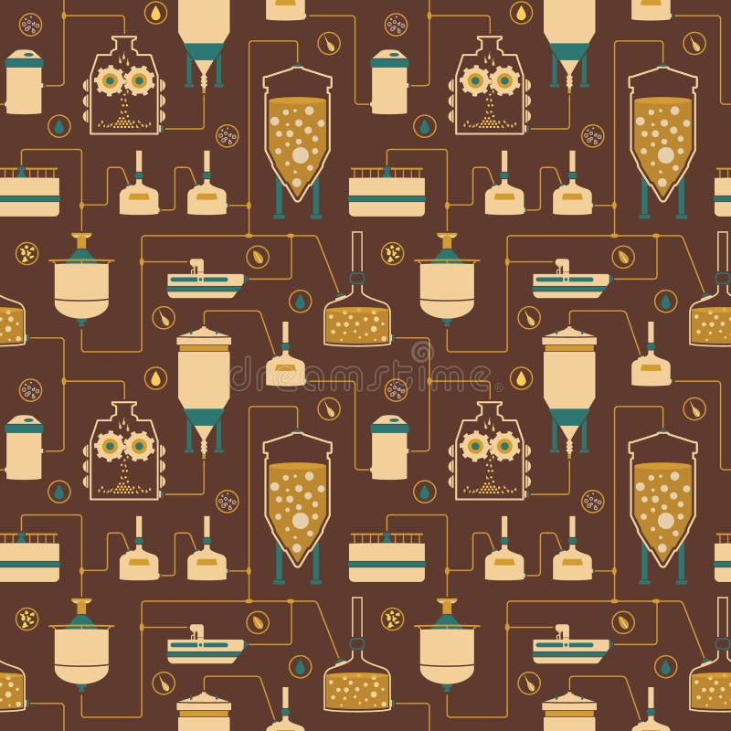 Beer Brewing Process, Brewery Factory Production Stock Vector ...