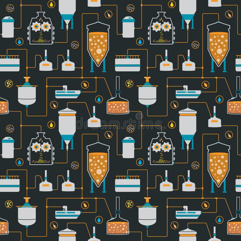 Beer Brewing Process, Brewery Factory Production Stock Vector ...