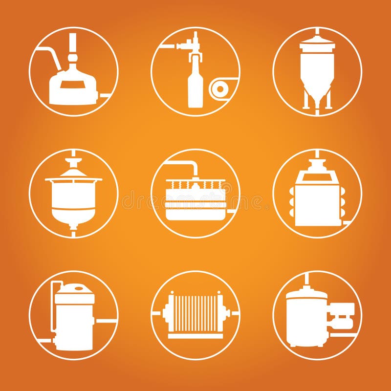 Beer Brewing Process, Brewery Factory Production Stock Vector ...