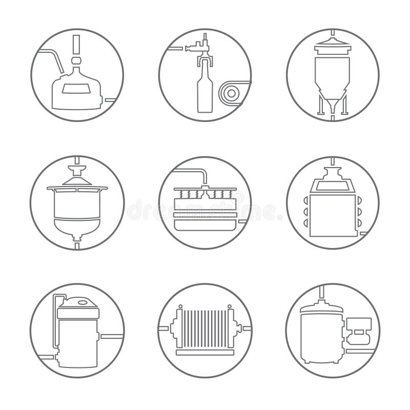 Beer Brewing Process, Brewery Factory Production Stock Vector ...