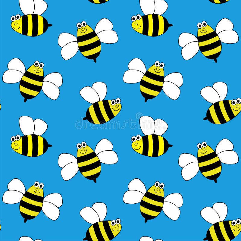 Seamless Background with Bees Stock Illustration - Illustration of ...