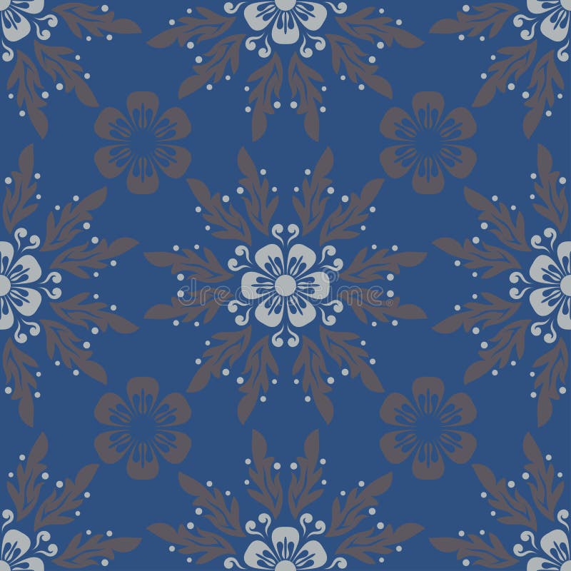 Seamless Background. Blue and Gray Floral Pattern Stock Vector ...