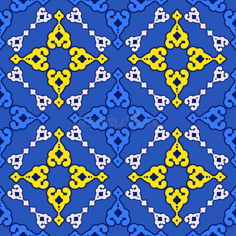 Seamless Background with Blue Muslim Pattern. Geometry. Textile. Ethnic ...