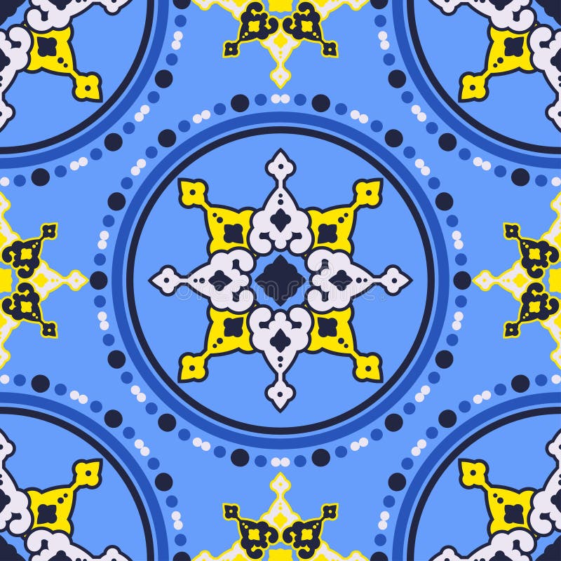 Seamless Background with Blue Muslim Pattern. Geometry. Textile. Ethnic ...