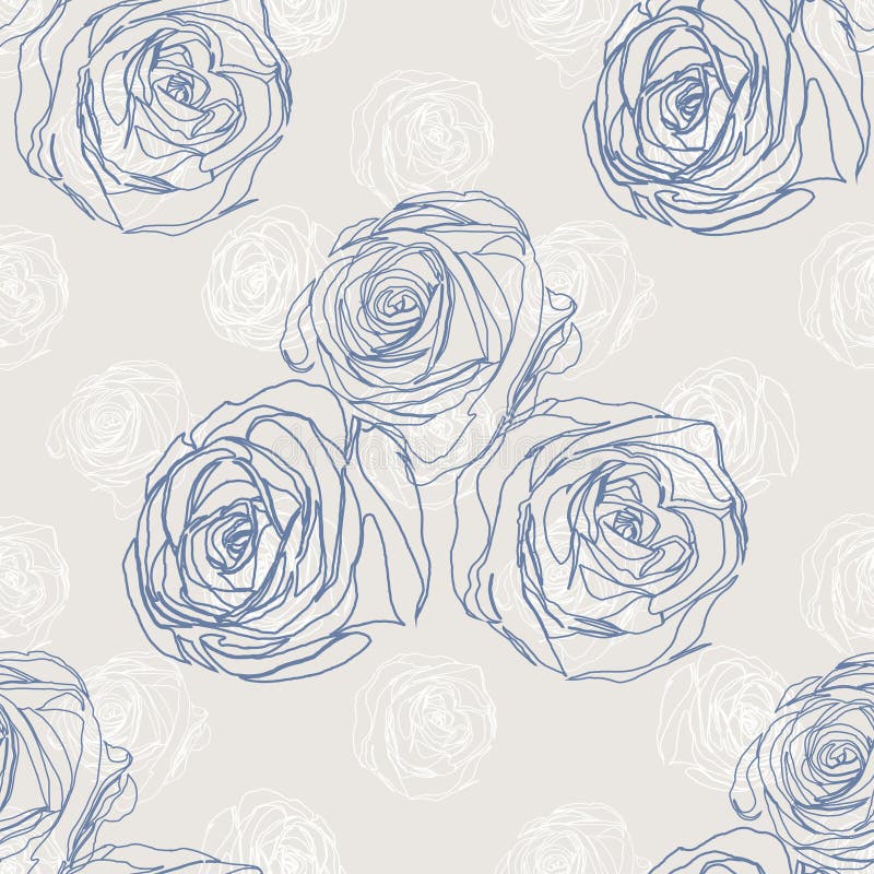 Seamless Background with Blue Roses Stock Vector - Illustration of ...