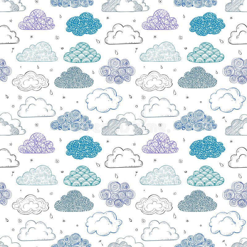 Violet Doodle Flowers Vector Seamless Pattern Stock Vector ...