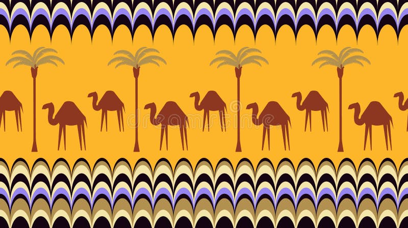 Seamless Background with Camels Stock Vector - Illustration of ...