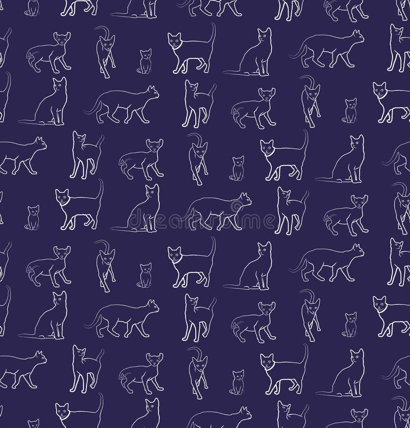 Background with cats stock vector. Illustration of drawing - 124409728