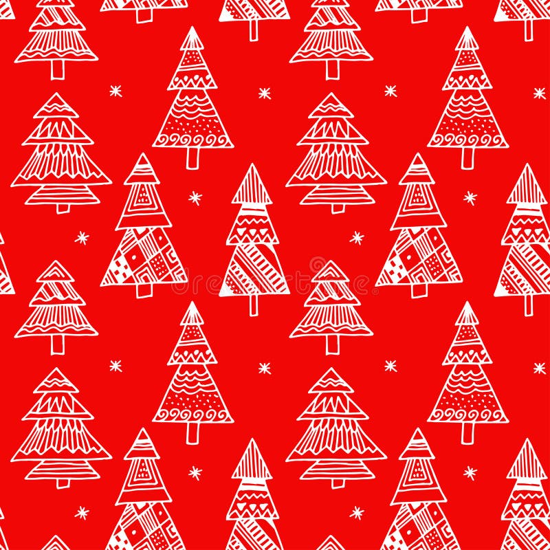Seamless Background with Christmas Tree Stock Vector - Illustration of ...