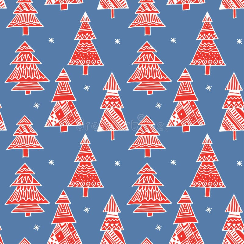Seamless Background with Christmas Tree Stock Vector - Illustration of ...