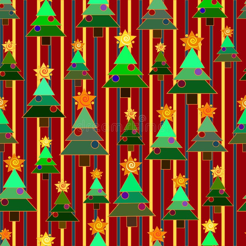 Seamless Background Christmas Trees on the Background with Strip Stock ...