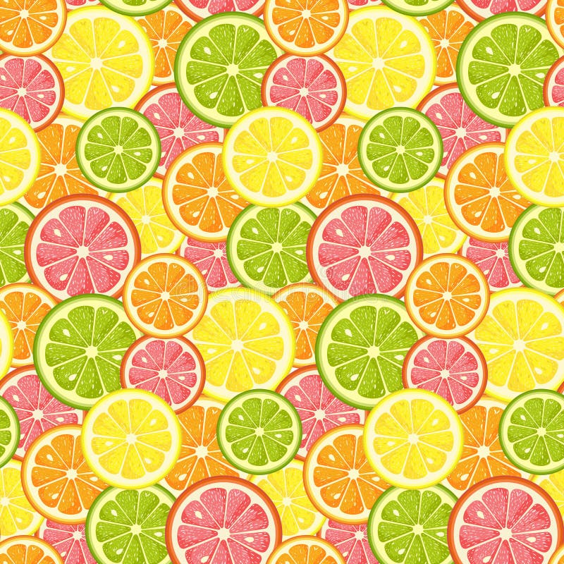Seamless Background of Citrus Fruit Round Slices Stock Vector ...