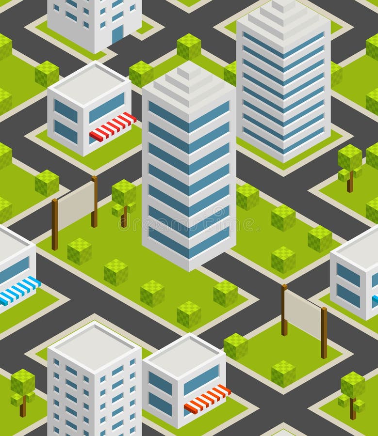 Seamless Background City. Isometric Stock Vector - Illustration of ...