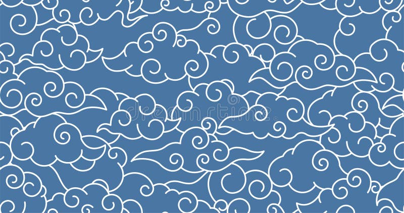 Seamless Background with Clouds in Chinese Style, Cloudy Sky Pattern ...