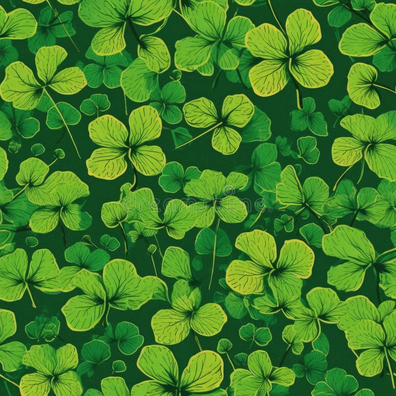 Seamless Background. Clover Leaf on Lime Green Background. Generative ...