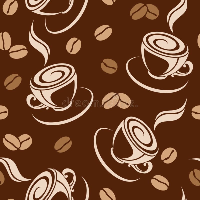 Seamless Brown Coffee Beans Background Stock Illustration ...